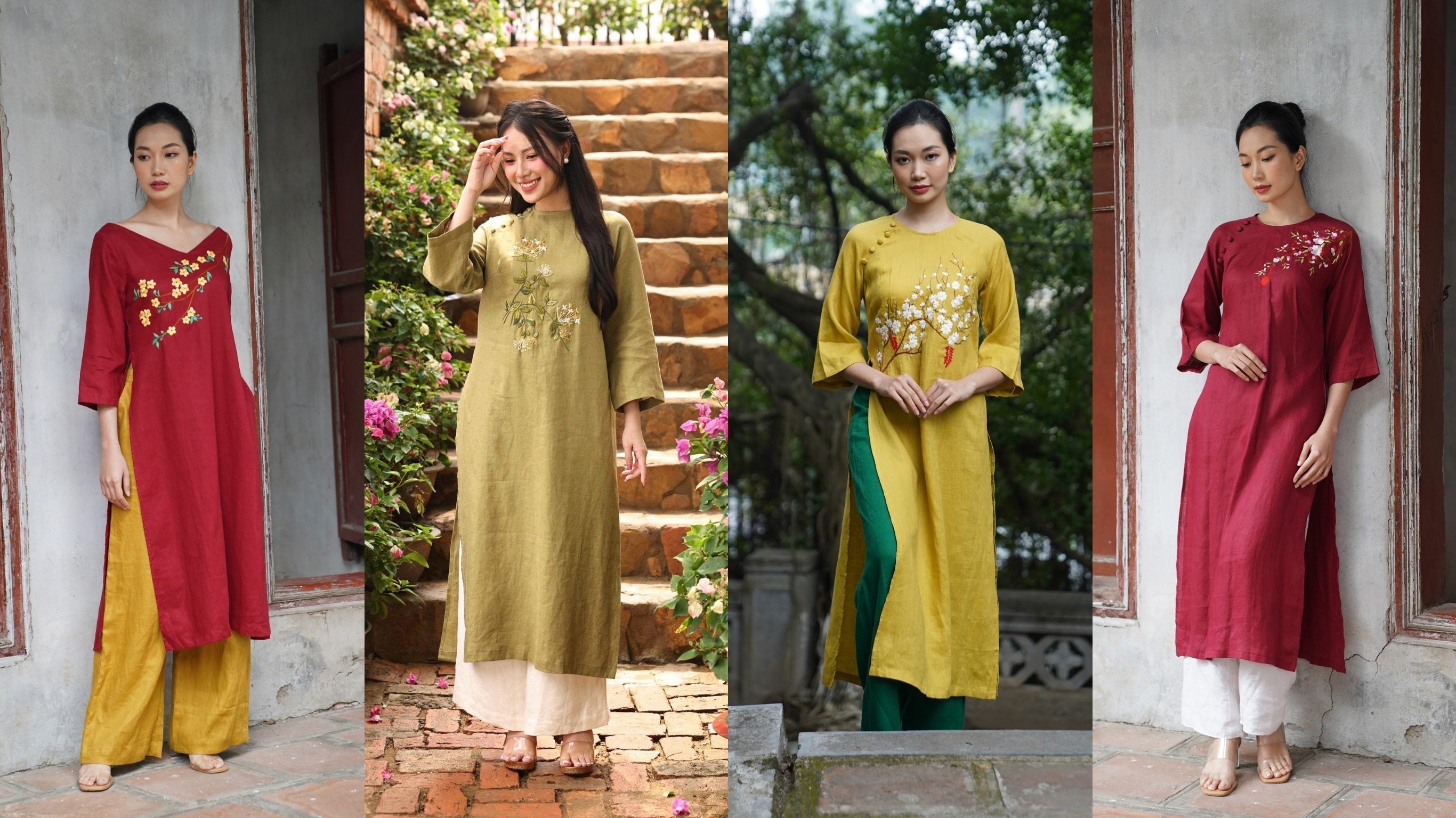 Best 7 linen Vietnamese dresses for Tet – AO DAI MYAN